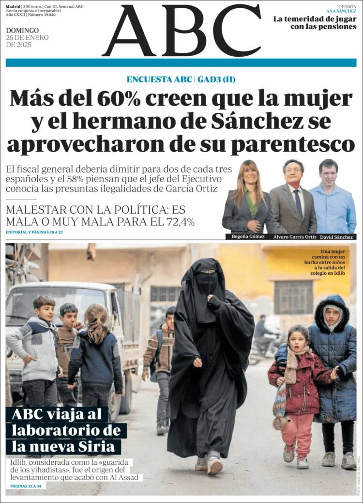 Portada del diario ABC del día 26/01/2025 – News Europa